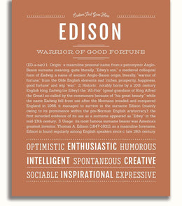 Edison | Name Art Print – Name Stories