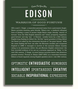 Edison | Name Art Print – Name Stories