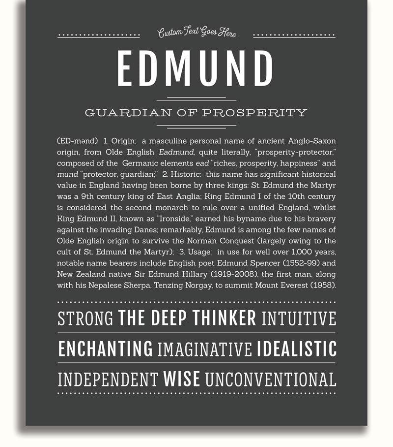 Edmund Personalized Name Meaning Art Prints – Name Stories