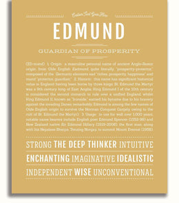 Edmund Personalized Name Meaning Art Prints – Name Stories