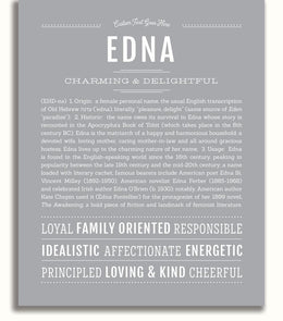 Edna Personalized Name Meaning Art Prints – Name Stories