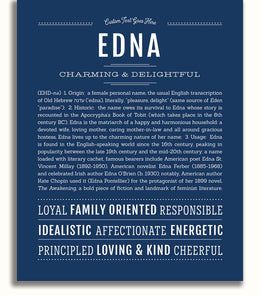 Edna Personalized Name Meaning Art Prints – Name Stories