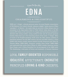 Edna Personalized Name Meaning Art Prints – Name Stories