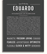 Eduardo Personalized Name Meaning Art Prints – Name Stories