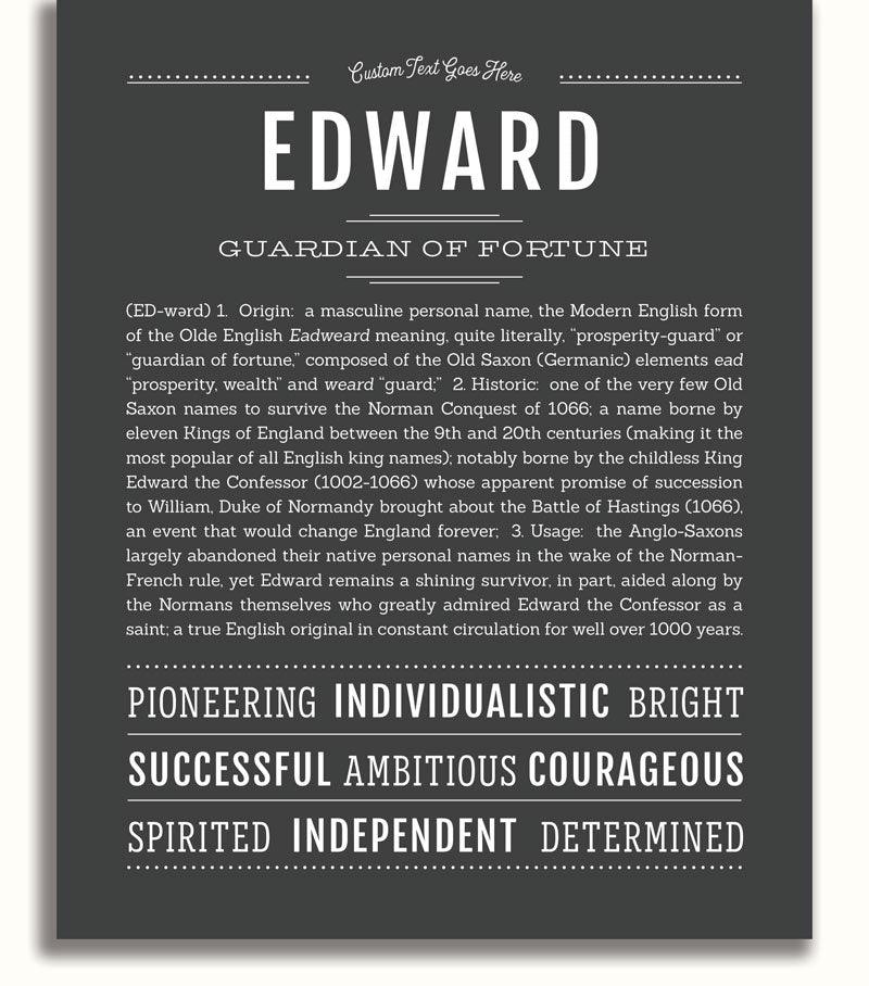 Edward Personalized Name Meaning Art Prints – Name Stories