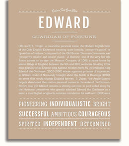 Edward Personalized Name Meaning Art Prints – Name Stories