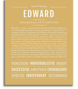 Edward Personalized Name Meaning Art Prints – Name Stories