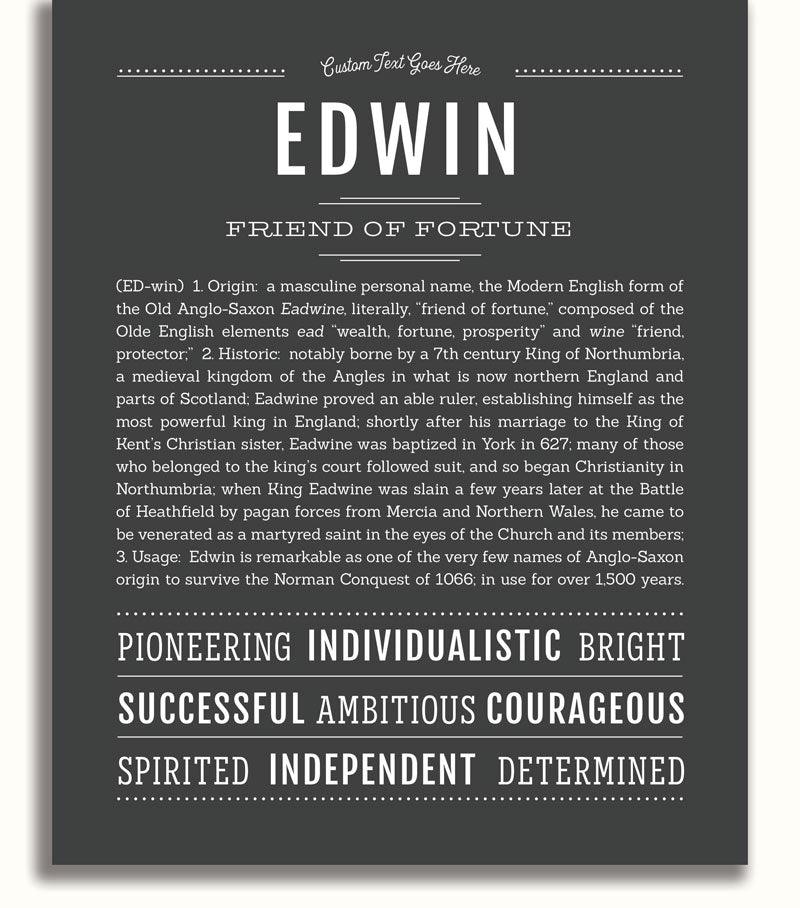 Edwin Personalized Name Meaning Art Prints – Name Stories