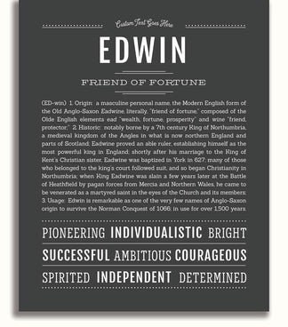Edwin Personalized Name Meaning Art Prints – Name Stories