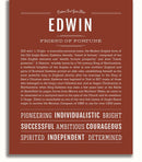 Edwin Personalized Name Meaning Art Prints – Name Stories