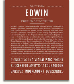 Edwin Personalized Name Meaning Art Prints – Name Stories