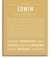 Edwin Personalized Name Meaning Art Prints – Name Stories