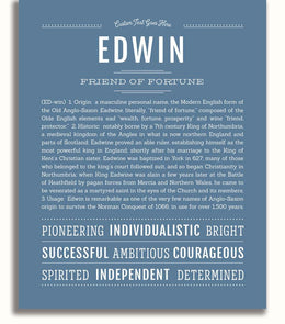 Edwin Personalized Name Meaning Art Prints – Name Stories