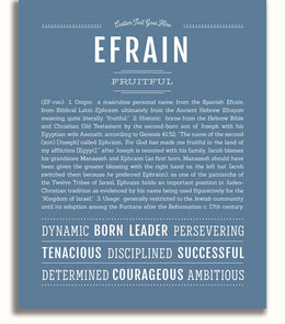 Efrain Personalized Name Meaning Art Prints – Name Stories