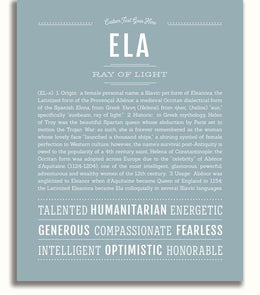 Ela Personalized Name Meaning Art Prints – Name Stories