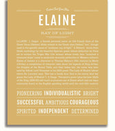 Elaine Personalized Name Meaning Art Prints – Name Stories