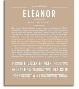 Eleanor Personalized Name Meaning Art Prints – Name Stories