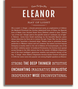Eleanor Personalized Name Meaning Art Prints – Name Stories