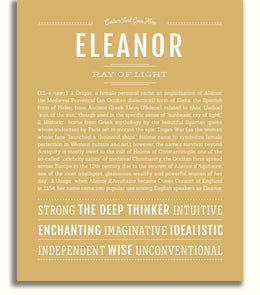 Eleanor Personalized Name Meaning Art Prints – Name Stories