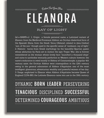 Eleanora Personalized Name Meaning Art Prints – Name Stories
