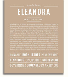 Eleanora Personalized Name Meaning Art Prints – Name Stories