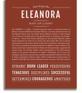 Eleanora Personalized Name Meaning Art Prints – Name Stories