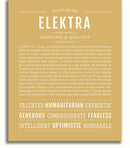 Elektra Personalized Name Meaning Art Prints – Name Stories