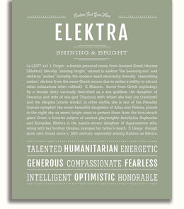 Elektra Personalized Name Meaning Art Prints – Name Stories