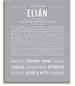 Elian Personalized Name Meaning Art Prints – Name Stories