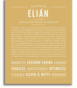 Elian Personalized Name Meaning Art Prints – Name Stories