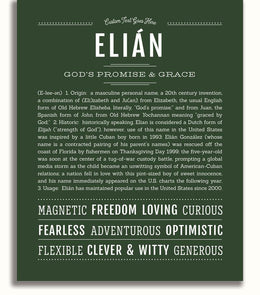 Elian Personalized Name Meaning Art Prints – Name Stories