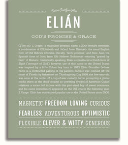 Elian Personalized Name Meaning Art Prints – Name Stories