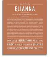 Elianna Personalized Name Meaning Art Prints – Name Stories
