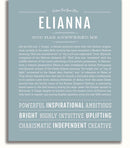 Elianna Personalized Name Meaning Art Prints – Name Stories