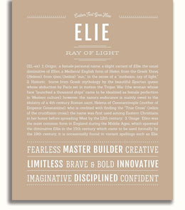 Elie Personalized Name Meaning Art Prints – Name Stories
