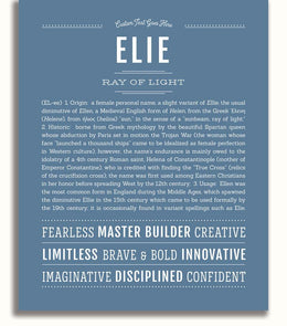 Elie Personalized Name Meaning Art Prints – Name Stories