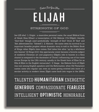 Elijah Personalized Name Meaning Art Prints – Name Stories