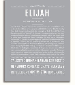 Elijah Personalized Name Meaning Art Prints – Name Stories