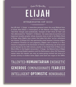 Elijah Personalized Name Meaning Art Prints – Name Stories
