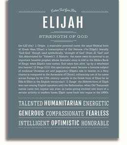 Elijah Personalized Name Meaning Art Prints – Name Stories