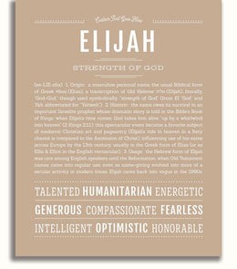 Elijah Personalized Name Meaning Art Prints – Name Stories