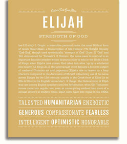 Elijah Personalized Name Meaning Art Prints – Name Stories