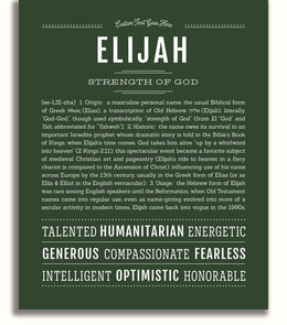 Elijah Personalized Name Meaning Art Prints – Name Stories