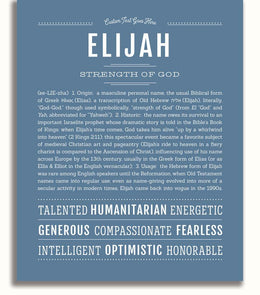 Elijah Personalized Name Meaning Art Prints – Name Stories