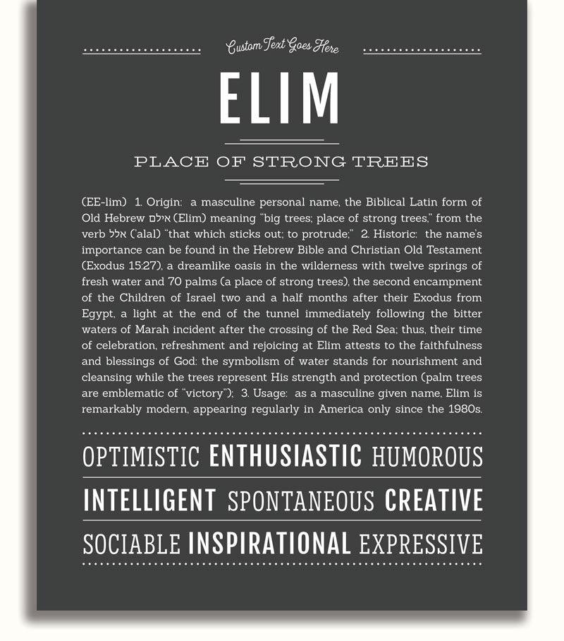 Elim Personalized Name Meaning Art Prints – Name Stories