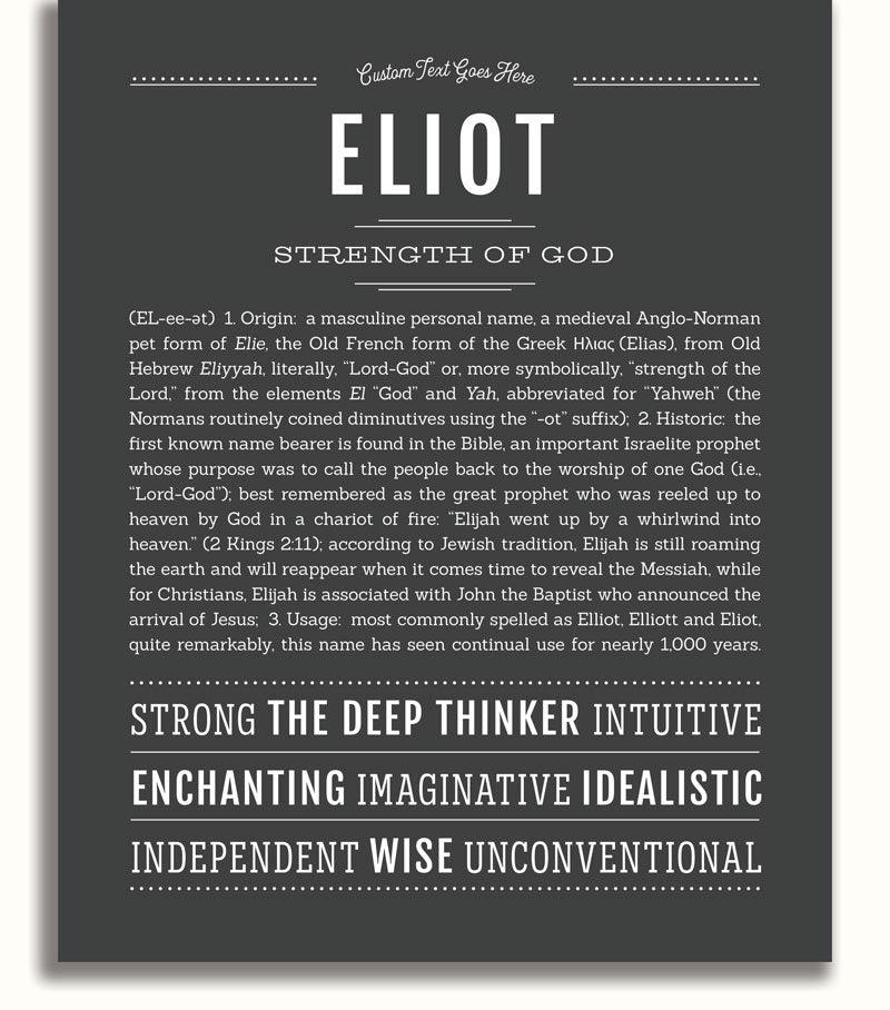 Eliot Personalized Name Meaning Art Prints – Name Stories