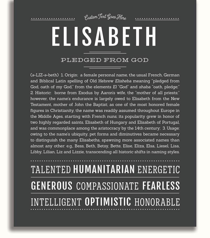 Elisabeth Personalized Name Meaning Art Prints – Name Stories