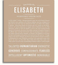 Elisabeth Personalized Name Meaning Art Prints – Name Stories