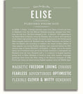 Elise Personalized Name Meaning Art Prints – Name Stories