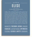 Elise Personalized Name Meaning Art Prints – Name Stories